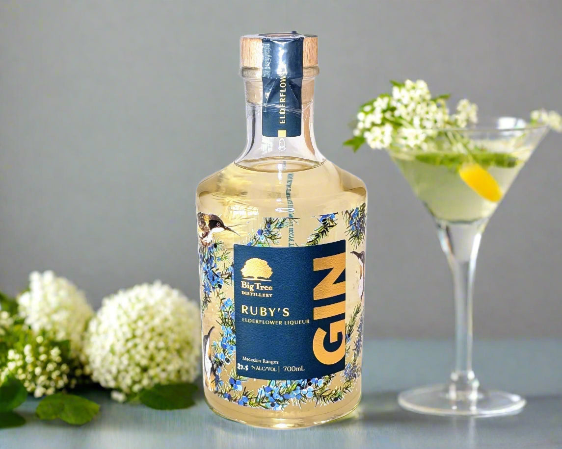 Big Tree Distillery - Ruby's Elderflower Gin Liqueur 700ml – Macedon Ranges Produce